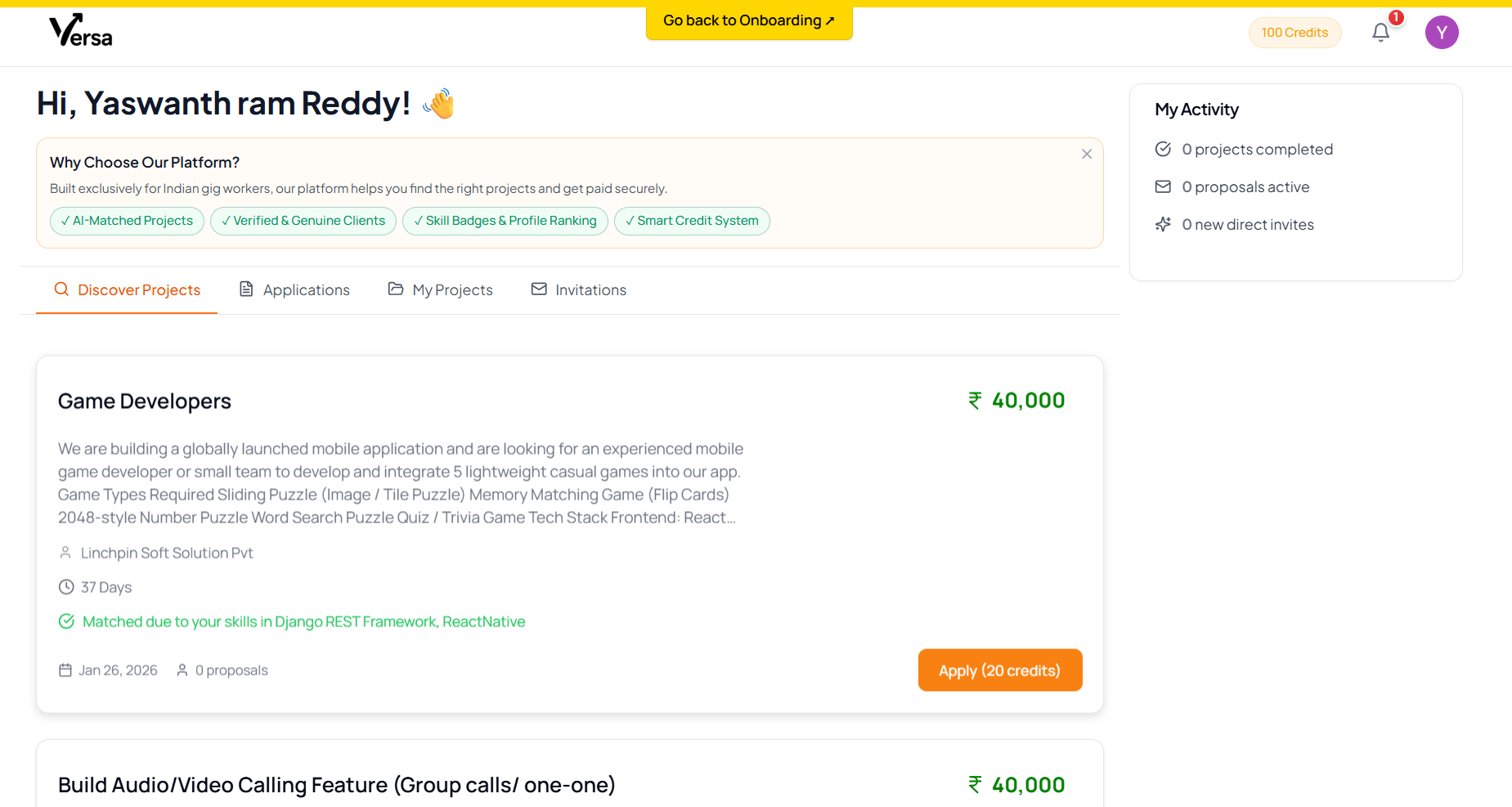 Versa – India’s AI-Powered Freelancing Marketplace for Top Tech Talent